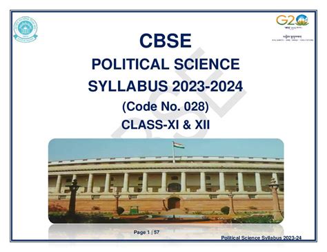 Cbse Class 12 Political Science Syllabus 2024 Pdf Download Here