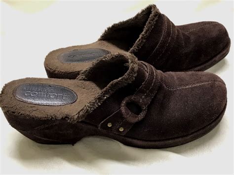 Vtg Strictly Comfort Suede Clogs Women 8m Brown Mules Slipon Shoes
