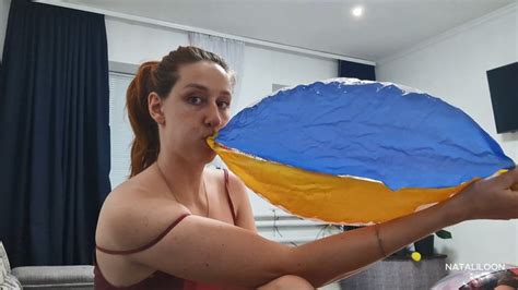 Sensual Beach Ball Inflation In Red Silk Lingerie Real Lung Power