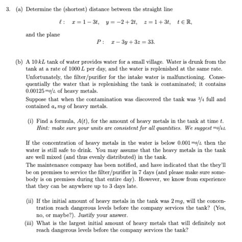 Solved A Determine The Shortest Distance Between The Chegg