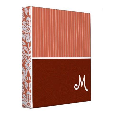 Orange Damask Pattern Binder Damask Pattern Damask Binder
