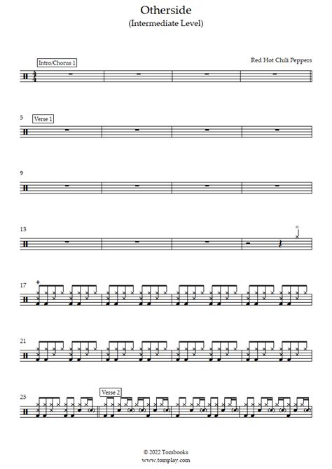 Otherside Livello Intermedio Red Hot Chili Peppers Spartito Per