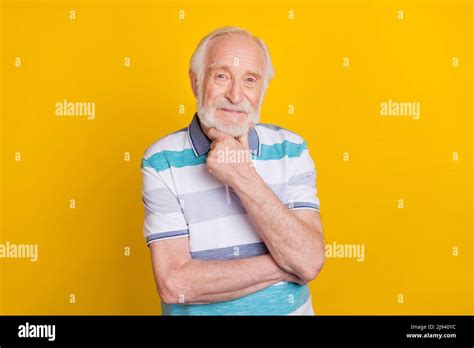 Portrait Of Attractive Cheerful Grey Haired Smart Wise Man Making