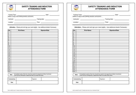 Hse Training And Induction Form Hse Documents
