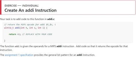 Exercise Individual Create An Addi Instruction Your