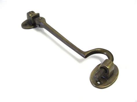 Extra Long Polished Brass Cabin Hooks Silent Type Heavy Black Country
