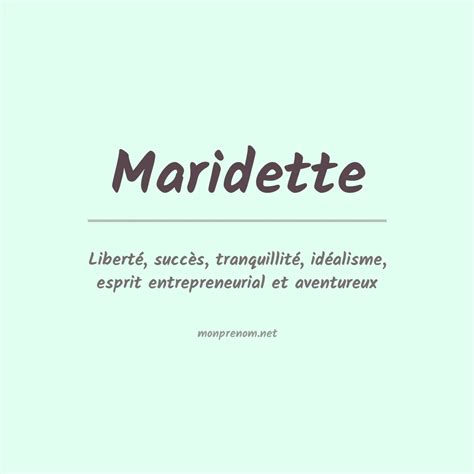 Signification Du Prénom Maridette