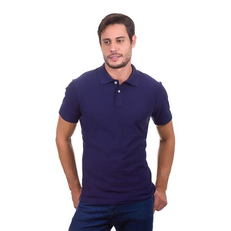 Camisa Polo Masculina Azul Marinho Escuro Camisaria Colombo