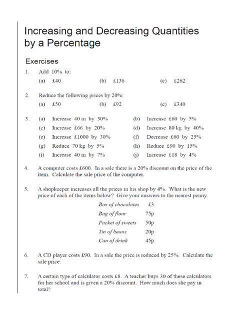 13 percentage increase and decrease ws pdf