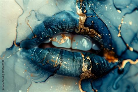 Contemporary Abstract Art Juicy Female Lips In The Center Of The Frame