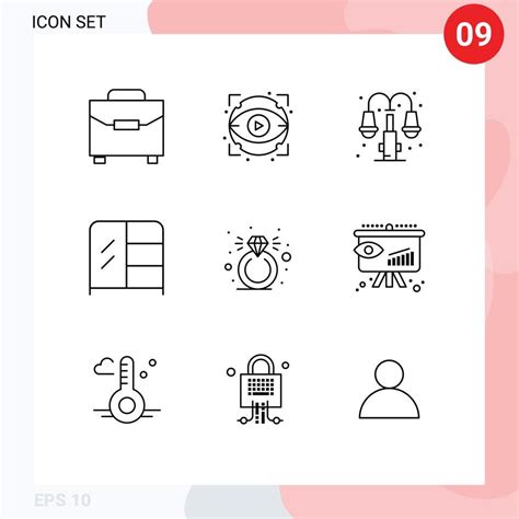 9 User Interface Outline Pack Of Modern Signs And Symbols Of Ring