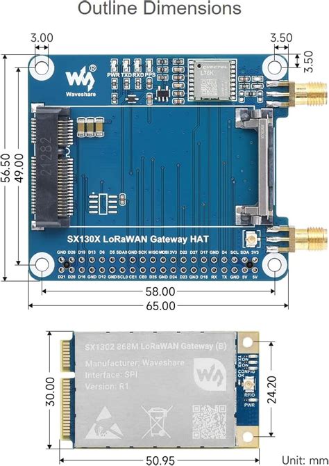 buy waveshare sx1303 868m lorawan gateway module for raspberry pi