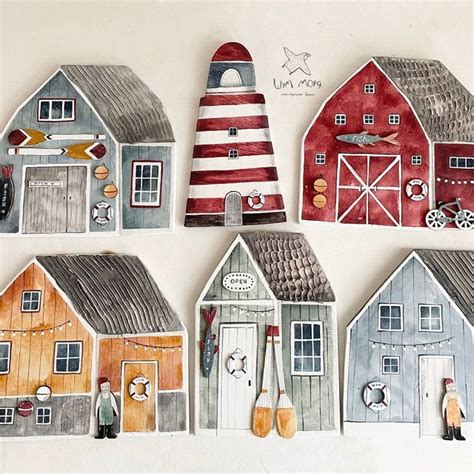 Шум моря Sound Of The Sea On Instagram Продано Sold Out Морские домики на стену 1 18х9 5