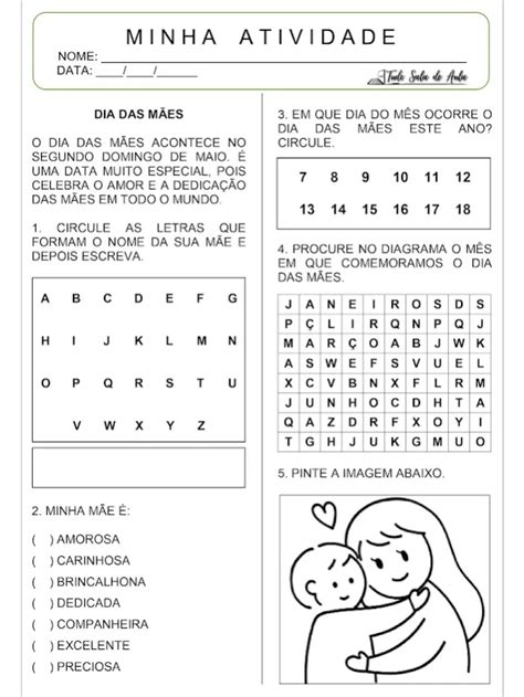 Atividade De Interpretação De Texto Sobre O Dia Das Mães Tudo Sala De