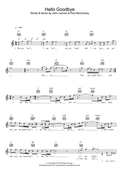 Hello Goodbye Guitar Chords