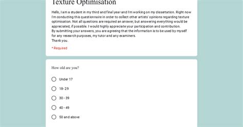 Dissertation Questionnaire Community Tech Artistsorg