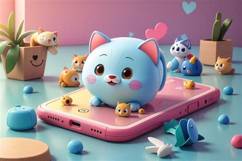 Premium Photo Design Cute Chat Illustration Media Social Smartphone