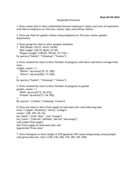 Matplotlib Practicals Pdf Teaching Methods And Materials