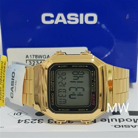 Casio A178 A178WA Illuminator Retro Vintage Gold Digital Quartz Watch ...