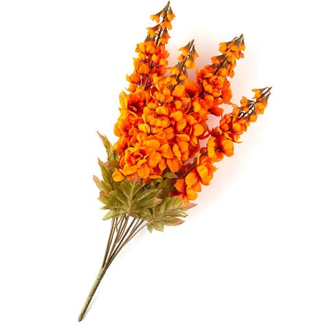Orange Artificial Delphinium Bush Bushes Bouquets Floral Supplies