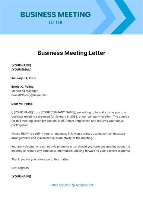 Business Meeting Letter Template Edit Online And Download Example