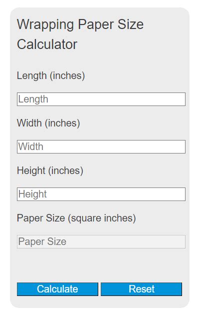 Wrapping Paper Size Calculator Calculator Academy