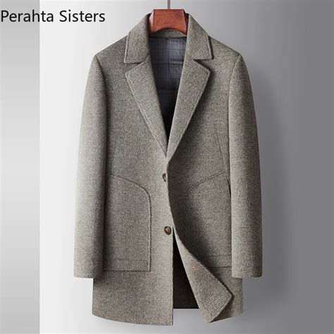 Gabardina De Lana De Doble Cara Para Hombre Abrigos Desmontables De