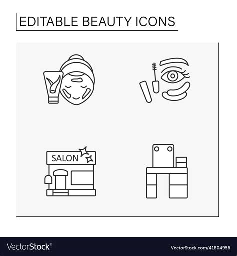 Beauty Line Icons Set Royalty Free Vector Image