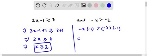 solved solve the compound inequality 2x 1 3 and x 2 graph it and write the solution