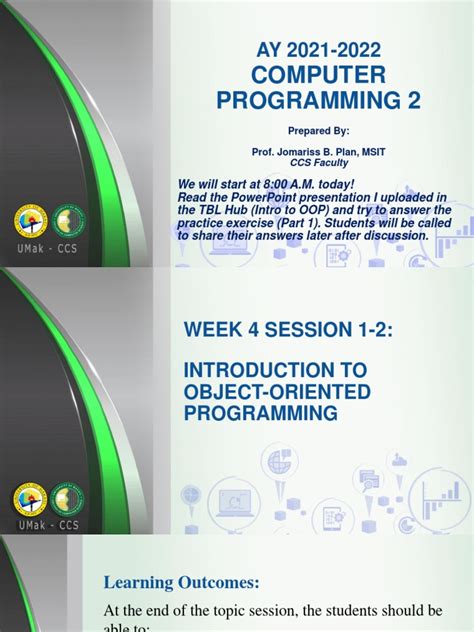 Computer Programming 2 Prepared By Prof Jomariss B Plan Msit Pdf