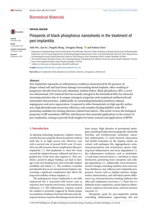 Prospects Of Black Phosphorus Nanosheets In The Treatment Of Peri