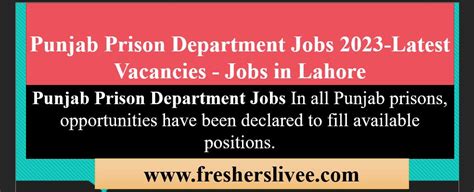 Punjab Prison Department Jobs 2023 Latest Vacancies Jobs In Lahore