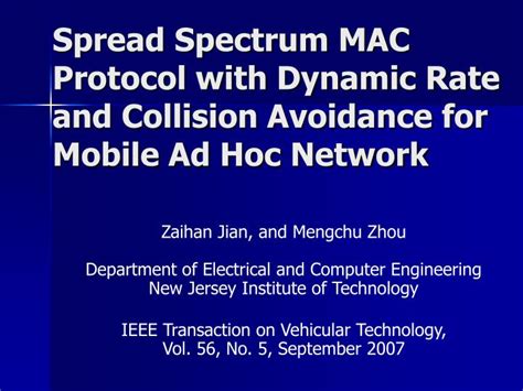 Ppt Spread Spectrum Mac Protocol With Dynamic Rate And Collision