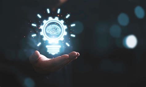 가상 두뇌와 연결 라인 창조적 인 사고 아이디어 및 혁신 개념으로 빛나는 그림 전구를 들고있는 사업가 개념에 대한 스톡 사진 및 기타 이미지 Istock