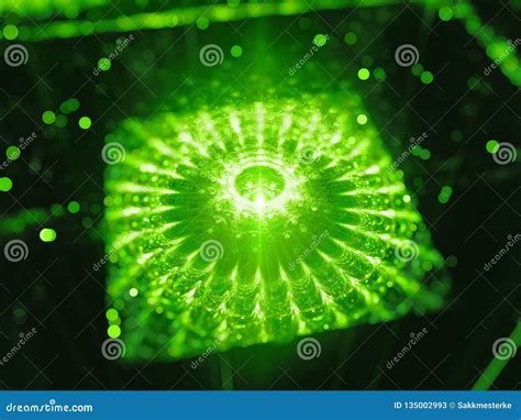 Green Glowing Quantum Processor In Space Stock Illustration Illustration Of Glowing Industry