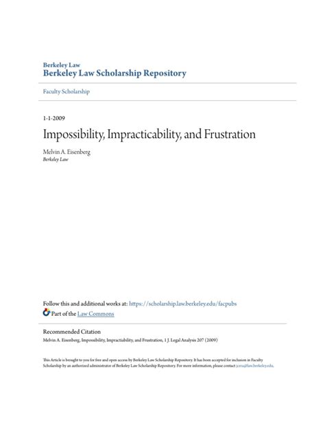 Impossibility Impracticability And Frustration Pdf Contractual Term