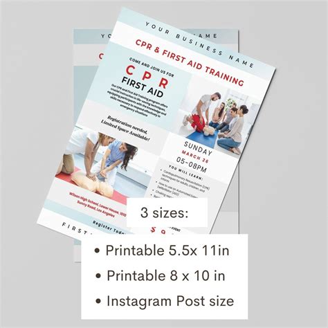 Cpr Training Flyer Cpr Flyer Cpr Template Cpr First Aid And