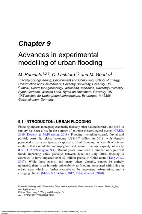 PDF Advances In Experimental Modelling Of Urban Flooding