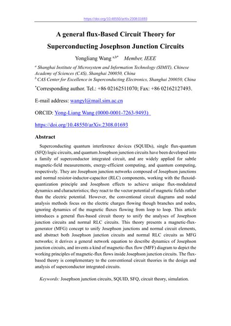 Pdf A General Flux Based Circuit Theory For Superconducting Josephson