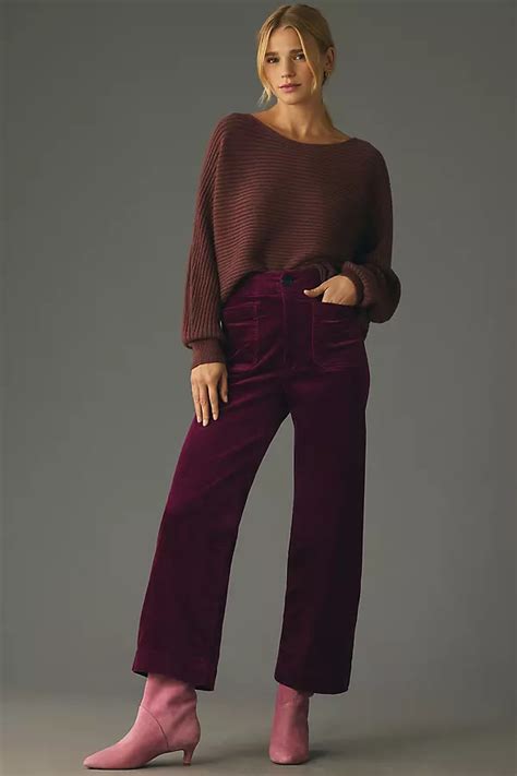 Maeve The Colette Cropped Wide Leg Corduroy Pants By In Red Modesens