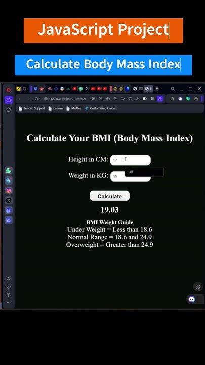 Create Body Mass Index Project Day6 Javascript Project Coding