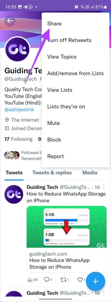 How To Copy Or Share Twitter Profile And Tweet Link Using Any Device