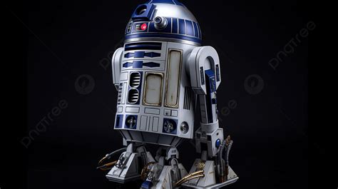 Large Model Of A Star Wars R2d2 Is Shown Against A Black Background