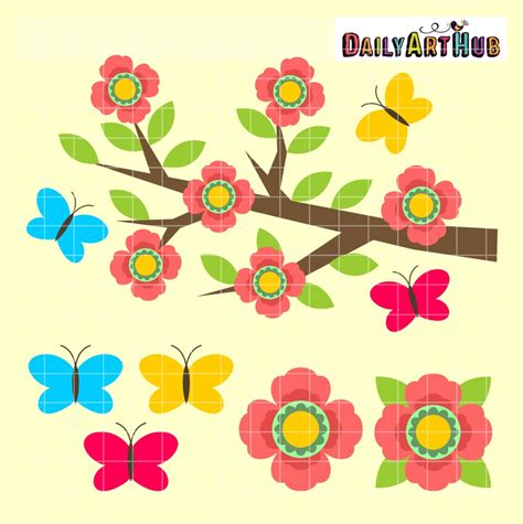 Spring Blossoms Clip Art Set Daily Art Hub Graphics Alphabets And Svg