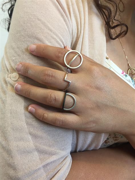 Sterling Silver Ring Geometric Geometric Ring Circle Ring Etsy Israel