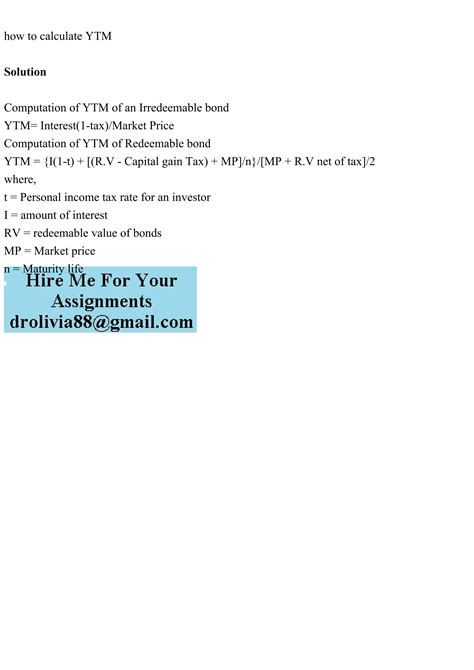 How To Calculate Ytmsolutioncomputation Of Ytm Of An Irredeemapdf