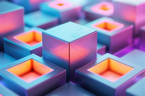 Premium Photo Minimalist Isometric Design Featuring Floating Rhombuses In A Gradient Of Colors
