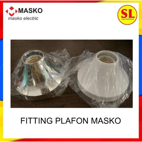 Jual Masko Fitting Plafon Jumbo Putar Putih Silver Fitting Batu E27
