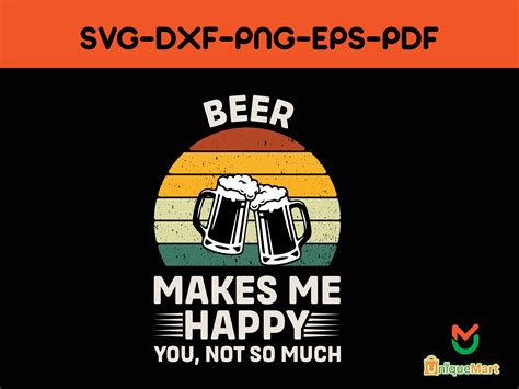 Beer Make Me Happy Typography Design Graphic By Uniquemart · Creative