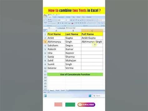 How to combine two text strings in Excel using Concatenate Function # ...